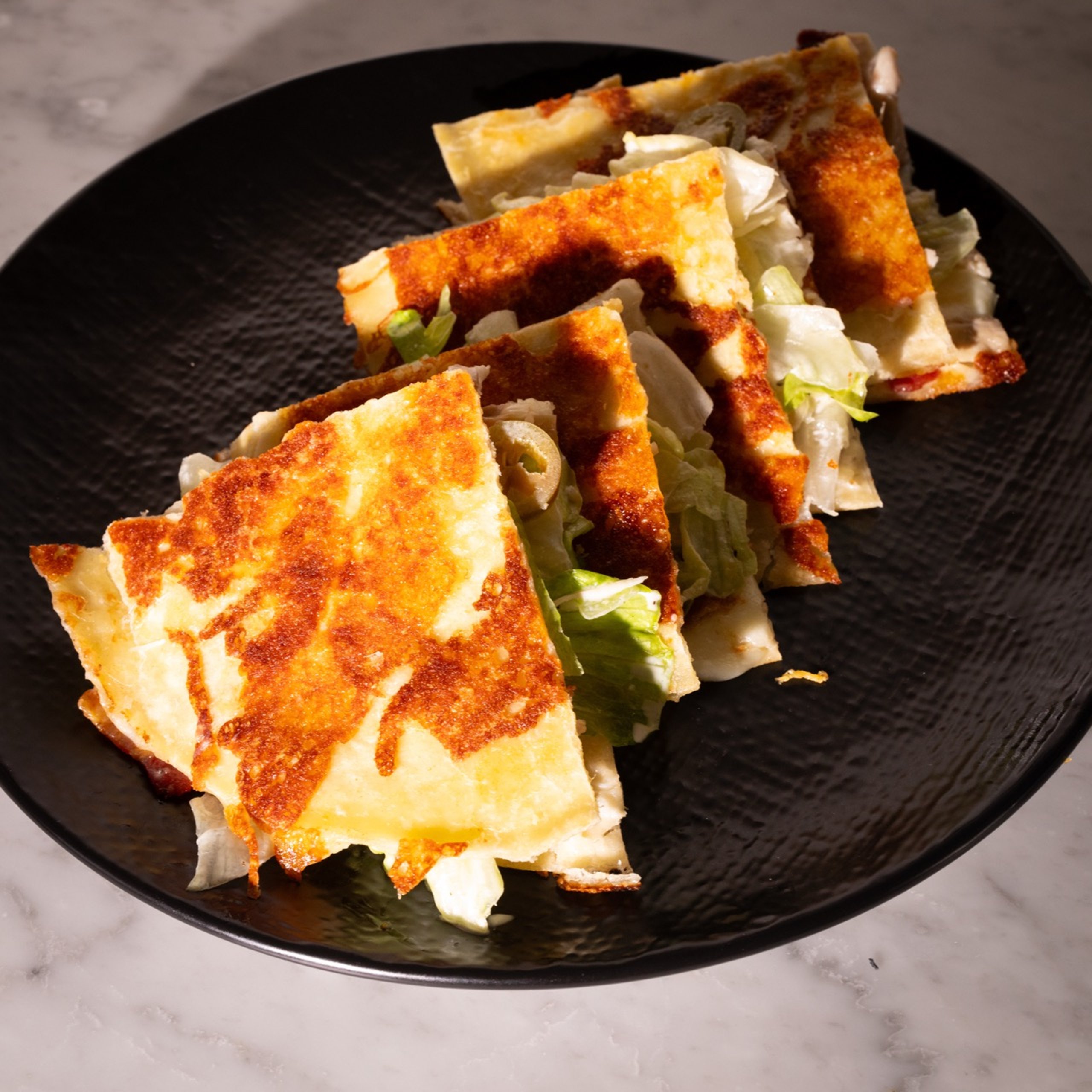 Spicy Chicken Caesar Quesadillas